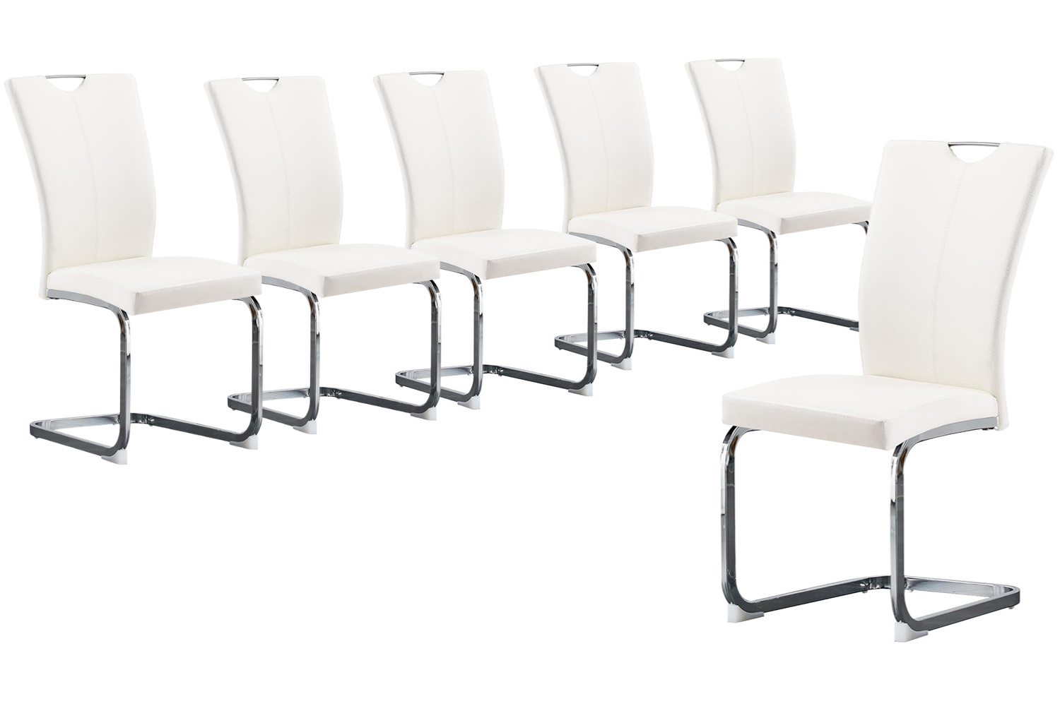 EDAN High Back Dining Chair with Chromed Base (Pearl White) - Each