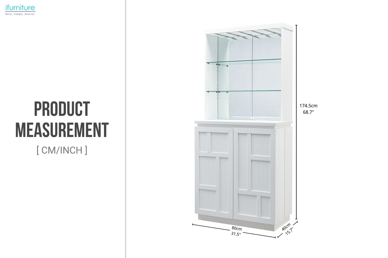 GRAMER Home Bar Buffet & Hutch (White)