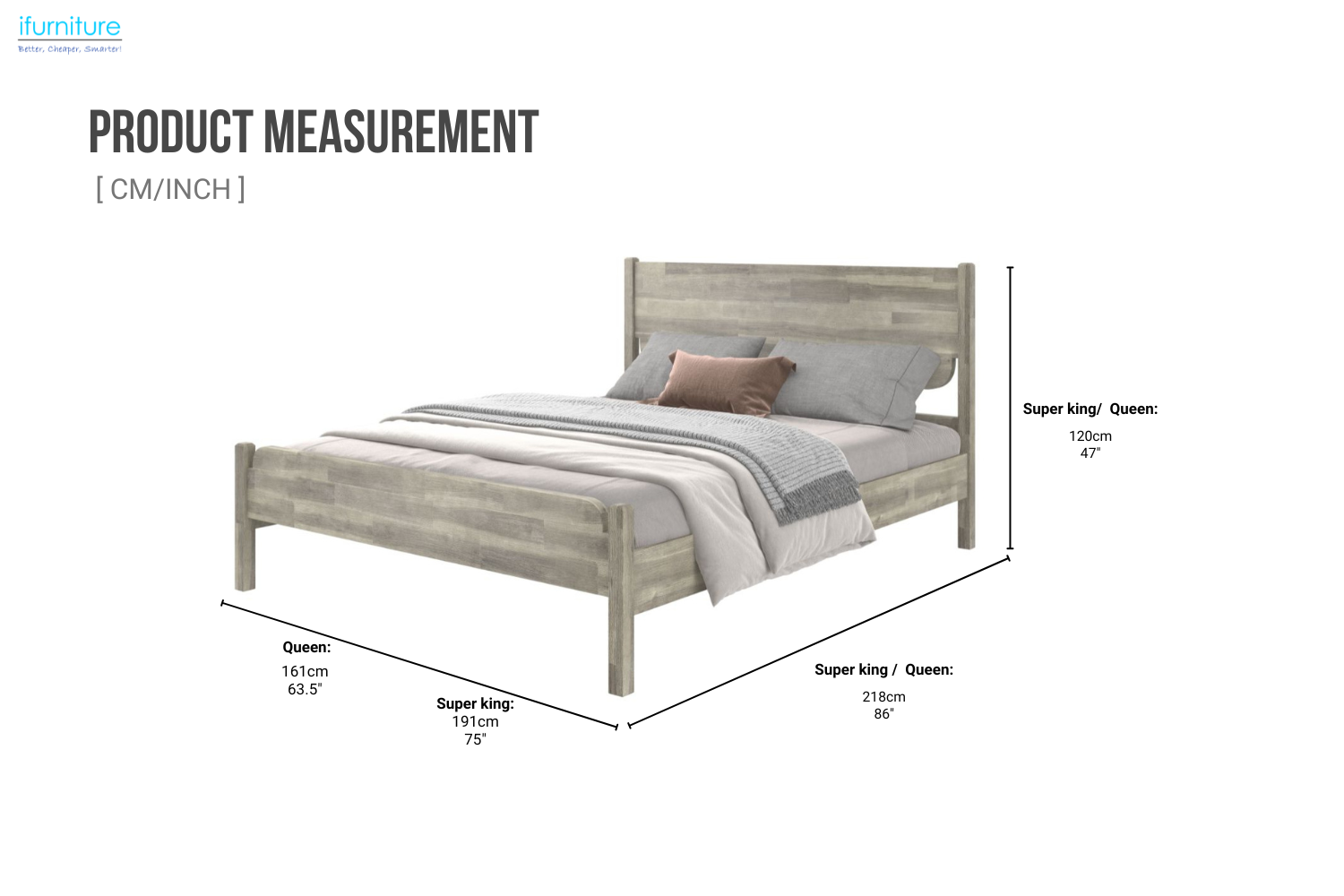 BALLINA Solid Acacia Wood Bed Frame in Queen/Super King Size