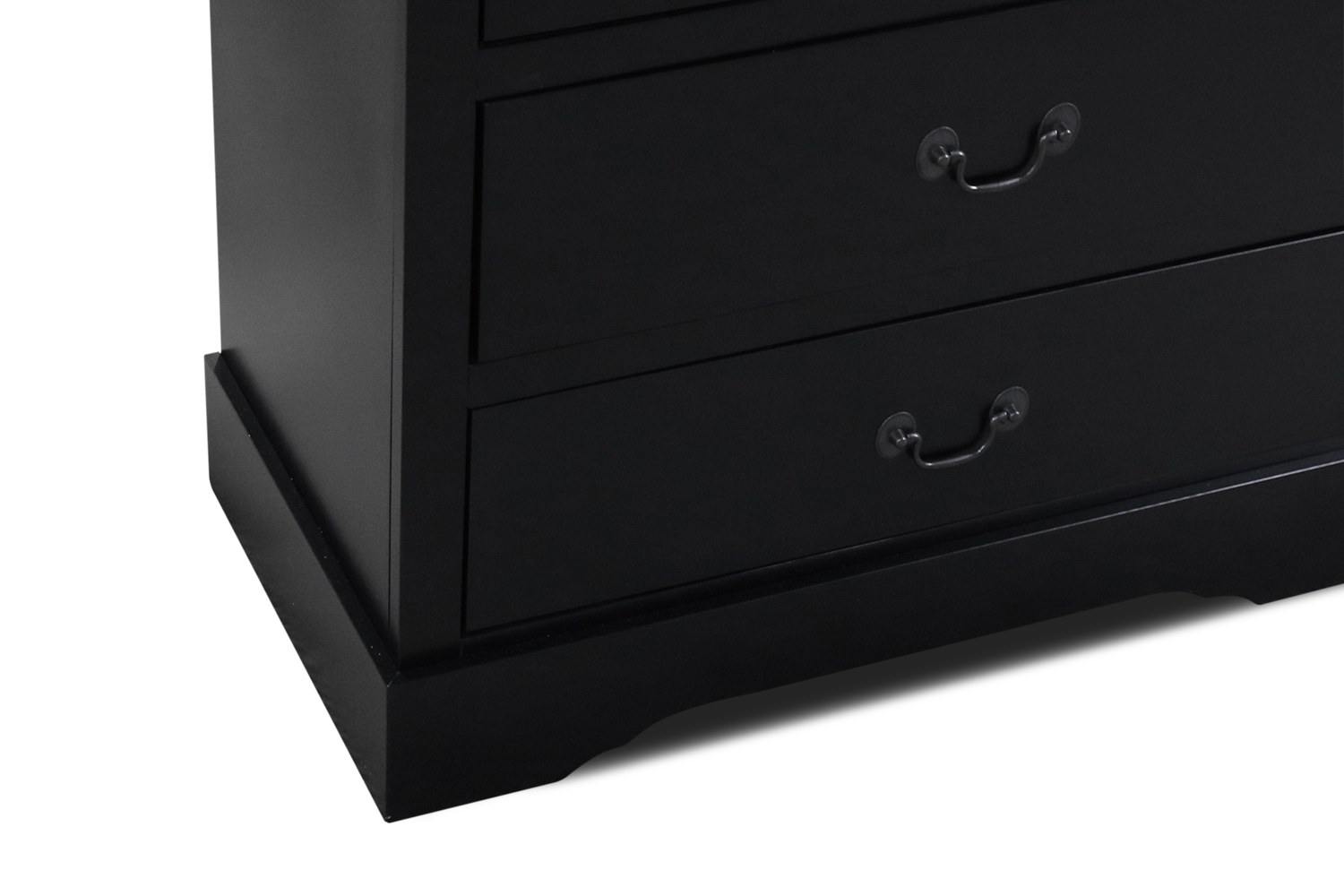 LOUIS 5-Drawer Hevea Wood Chest with LED Lighting (Black)