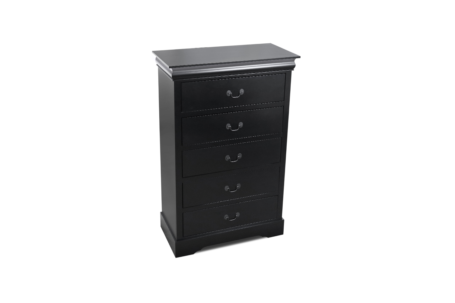 LOUIS 5-Drawer Hevea Wood Chest with LED Lighting (Black)