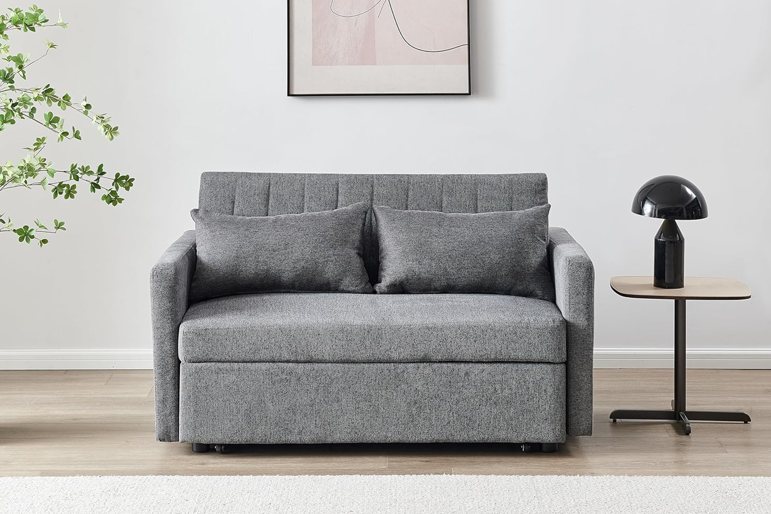 JOSSILYNN Chenille Fabric Sofa Bed with Side Pocket