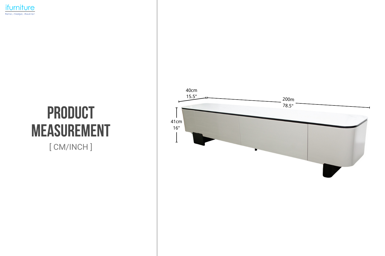 ARIANNA 200 Engineered Stone Top TV Unit with 2-Drawer