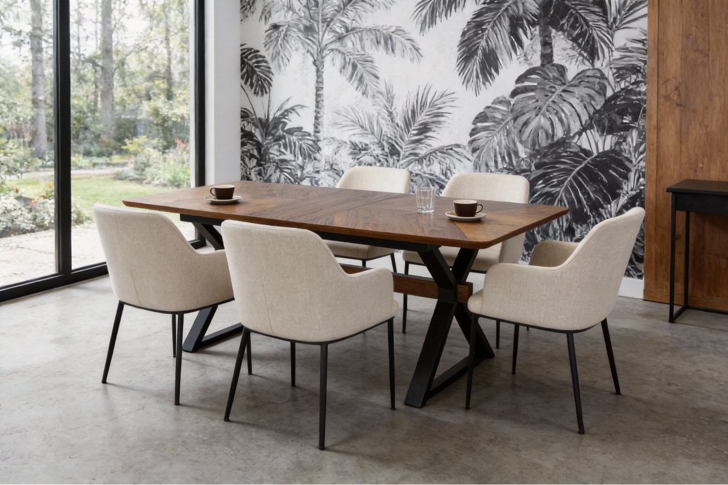 CAPITOL Walnut Veneer 180-300 Adjustable & Extendable Dining Table