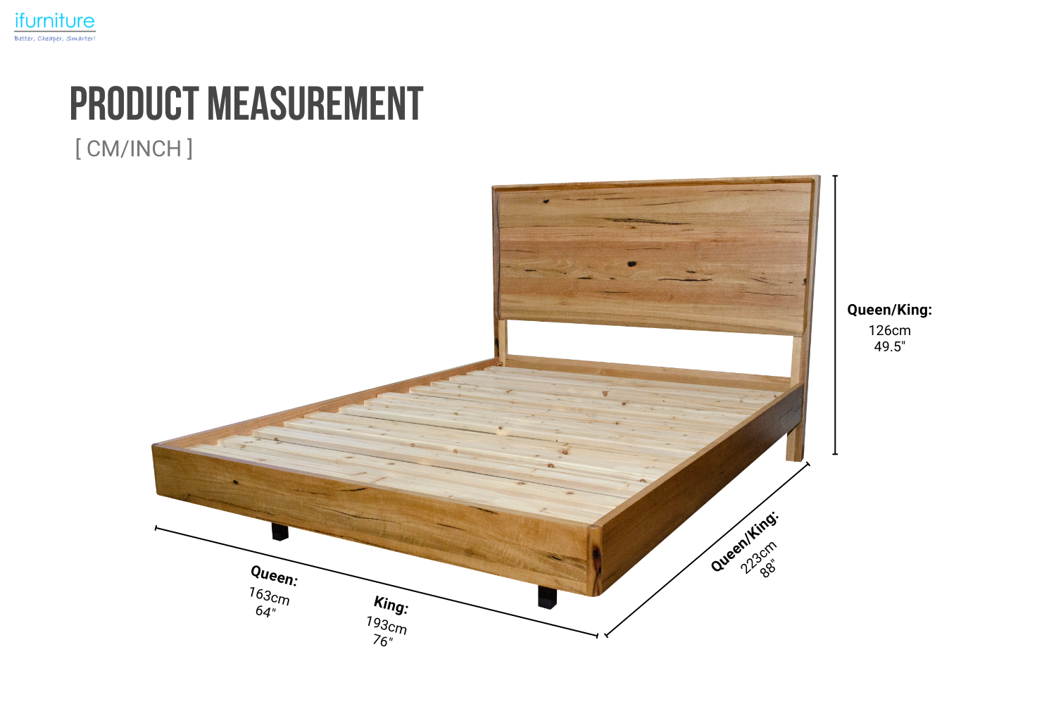 BRITTON Australian Marri Hardwood Floating Bed Frame - Super King Size