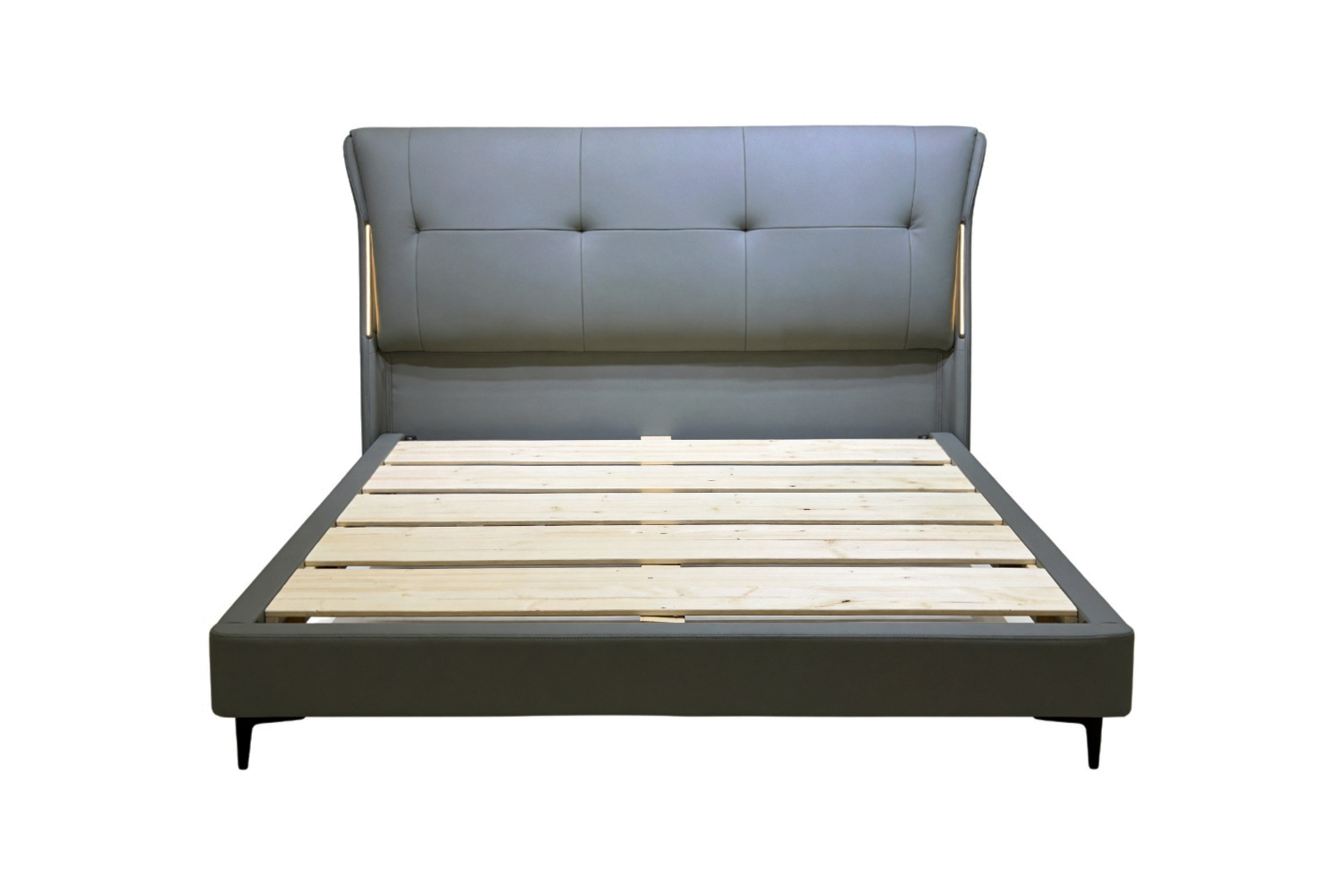 KIANA Air Leather Bed Frame with Integrated Touch LED Light in Queen ...