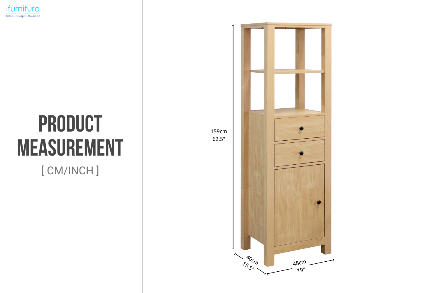 YORU Side Cabinet with Drawers and Shelves