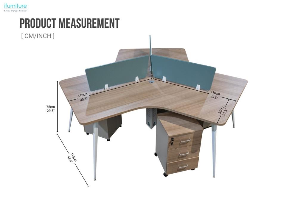 FOCUS Office System 3 Seater Triangle Desks