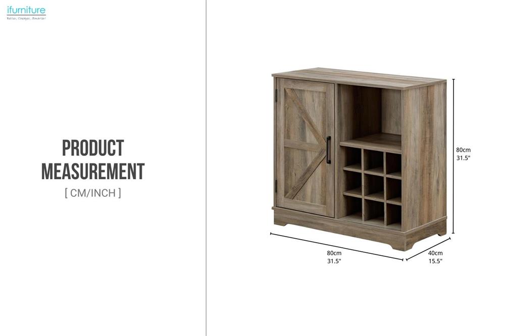 KENZO 80 One-Door Storage Wine Cabinet/Buffet(Grey)