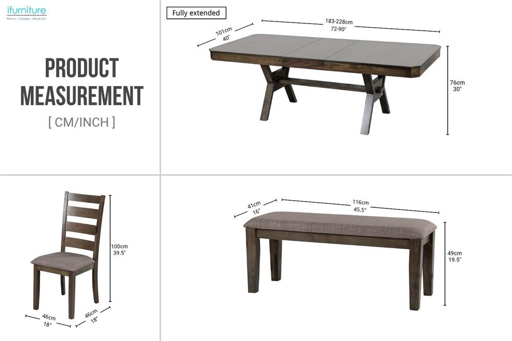 PERRY 6PC 183-228 Extendable Dining Set