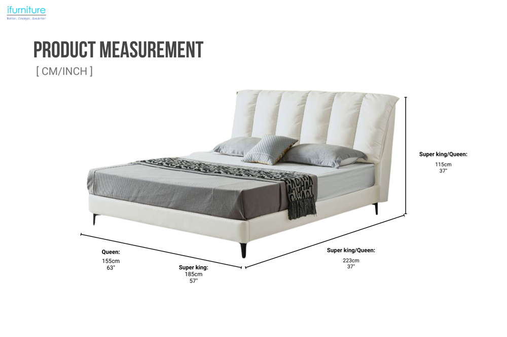 ALANYA Queen/Super King Size Bed Frame (White)
