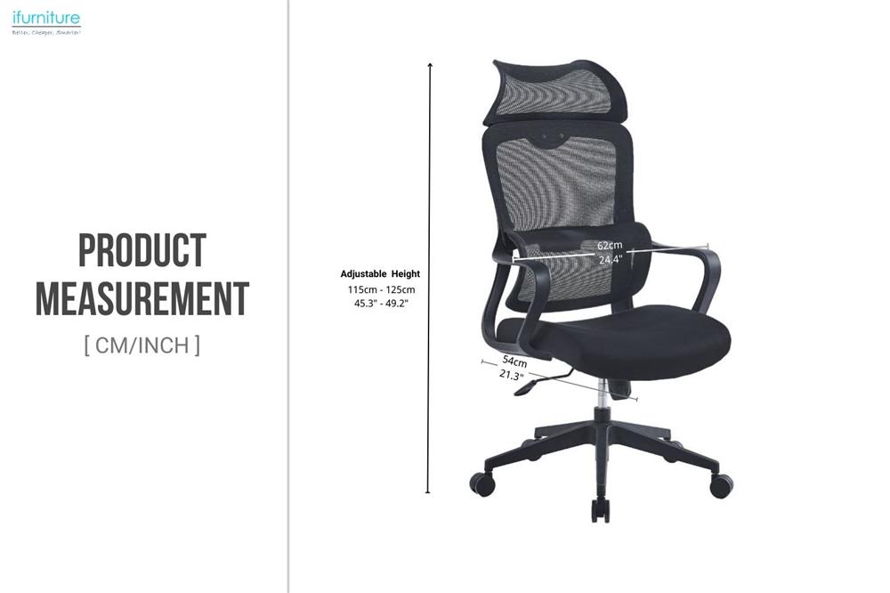 WELLS High Back Office Chair (Black)
