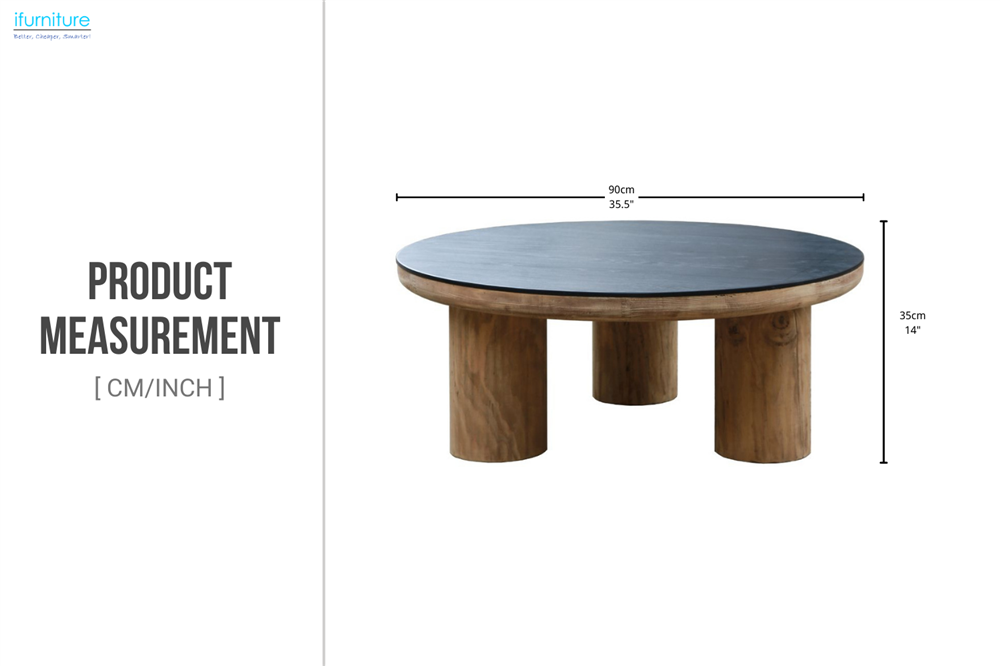 ASMA D90 Reclaimed Wood Round Coffee Table
