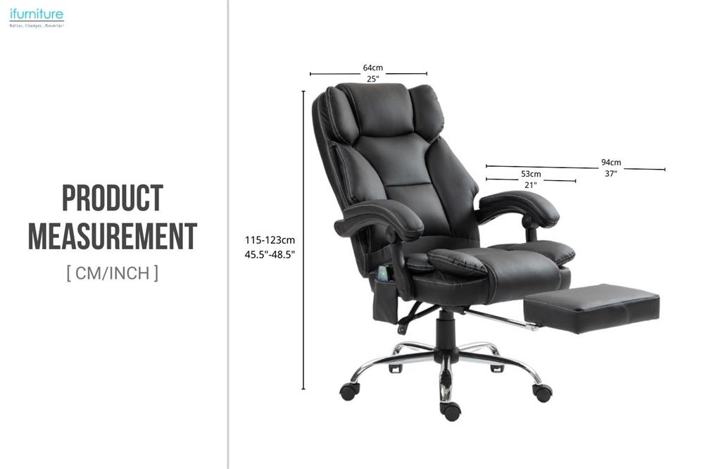 OPTIMUS Height Adjustable Massage Office Chair with Footrest
