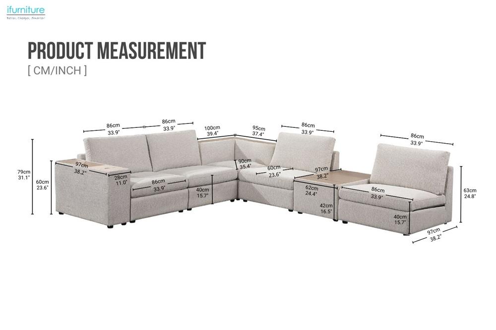 DYNASTY Modular Corner Sofa Set (Beige)