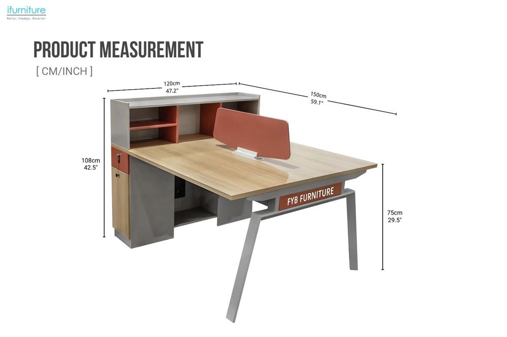 FOCUS 150 Office System 2-Seater Desk with Cabinets